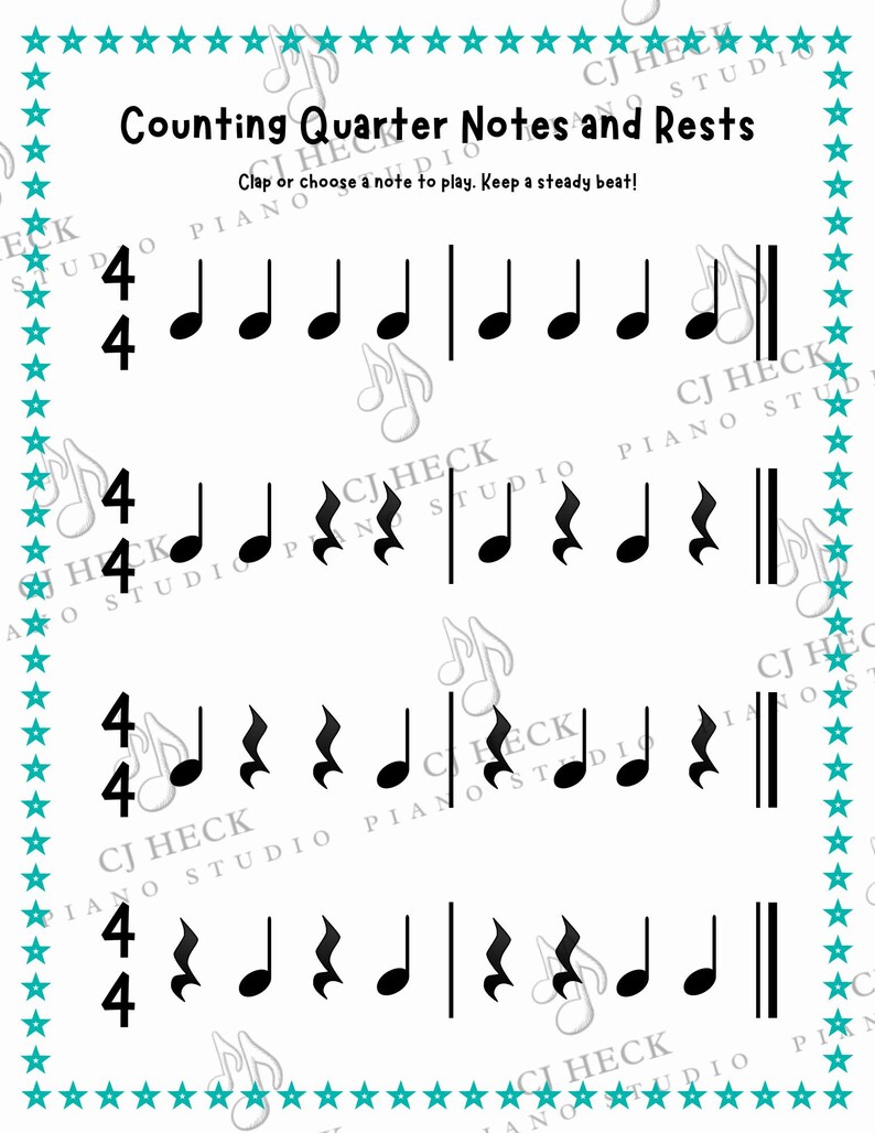 Beginner Music Student Rhythm Worksheets - Etsy