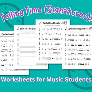 Musical Time Signature Practice Worksheets - Great for Beginner to ...
