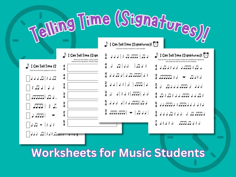 Musical Time Signature Practice Worksheets - Great for Beginner to ...