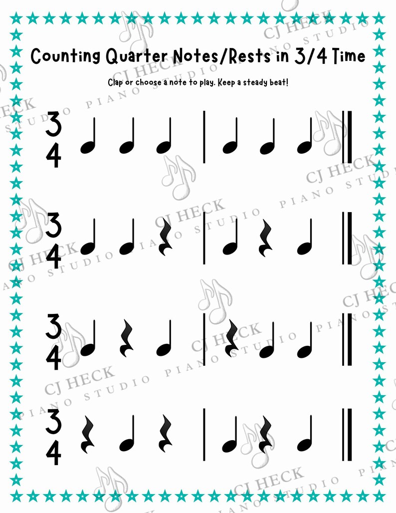 Beginner Music Student Rhythm Worksheets - Etsy