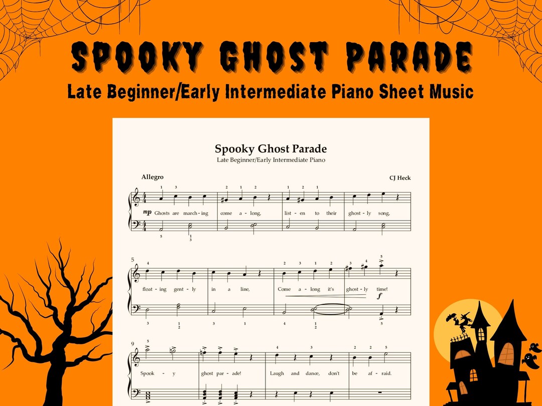 Late Beginner/intermediate Halloween Piano Sheet Music - Spooky Ghost ...