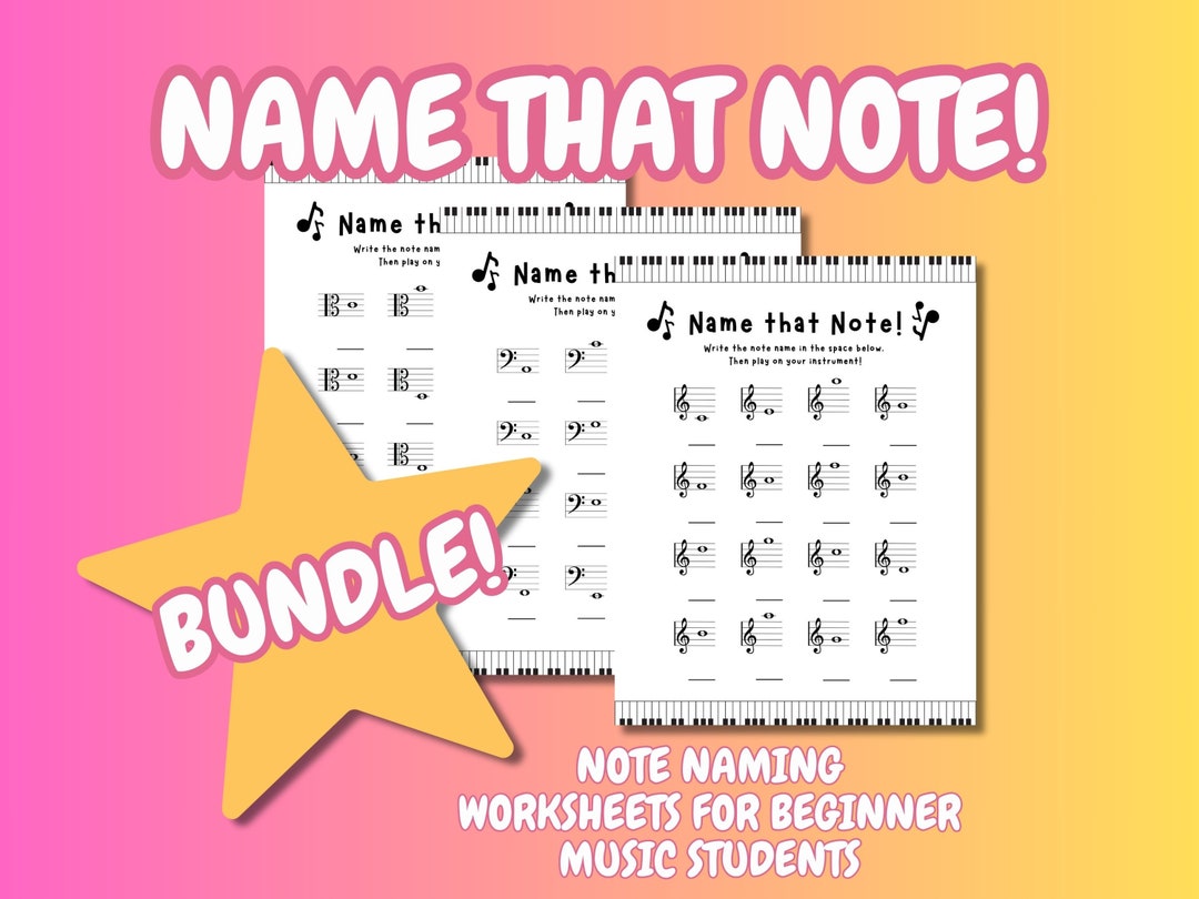 Music Student Note Naming Worksheets - Treble, Bass, and Alto Clef ...