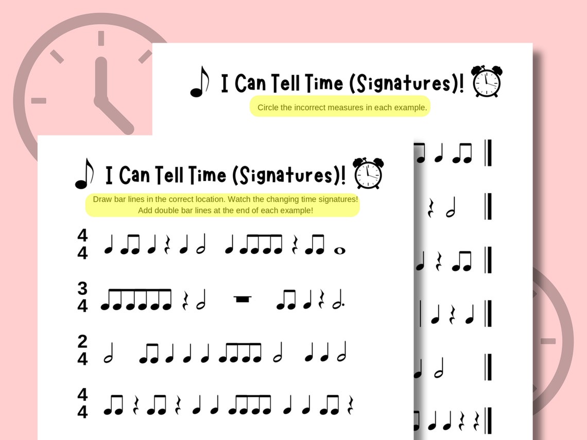 Musical Time Signature Practice Worksheets - Great for Beginner to ...