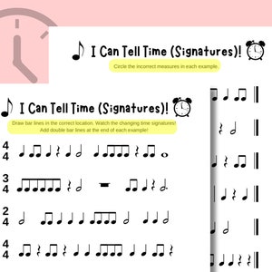 Musical Time Signature Practice Worksheets - Great for Beginner to ...