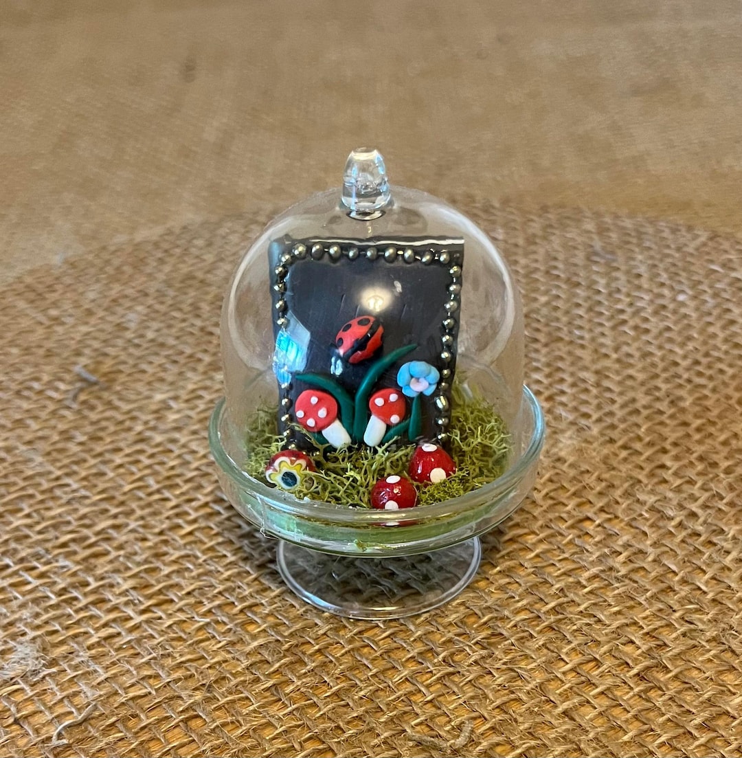 Miniature Cloche With Fairytale Book, Dollhouse Decor. This is a Small ...