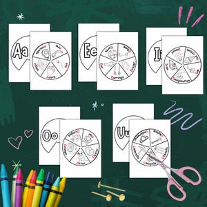 Vowels Wheels, Vocabulary for Kids, Coloring Vowels Wheels, Printable ...