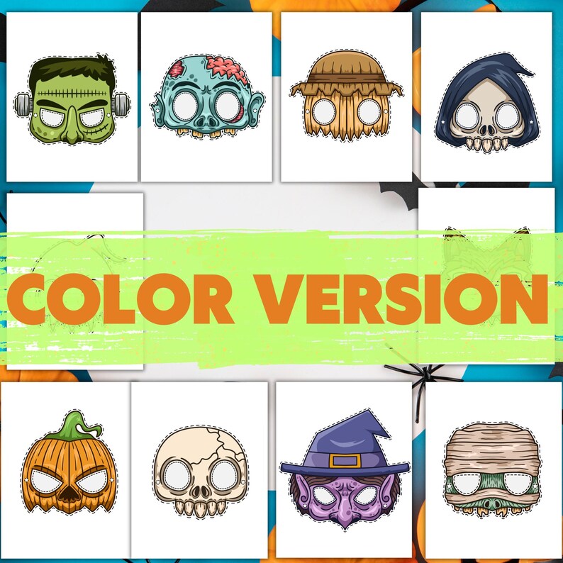 Printable Halloween Masks, Paper Costume, Instant Download, Spooky ...