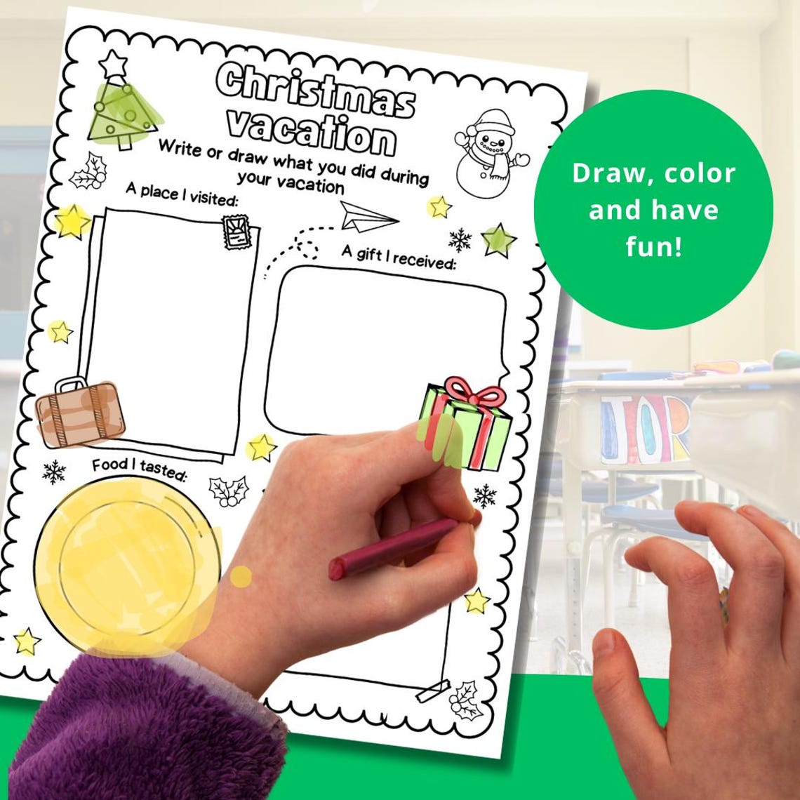 Christmas Vacation Activity, Worksheet After Christmas, Back to School ...
