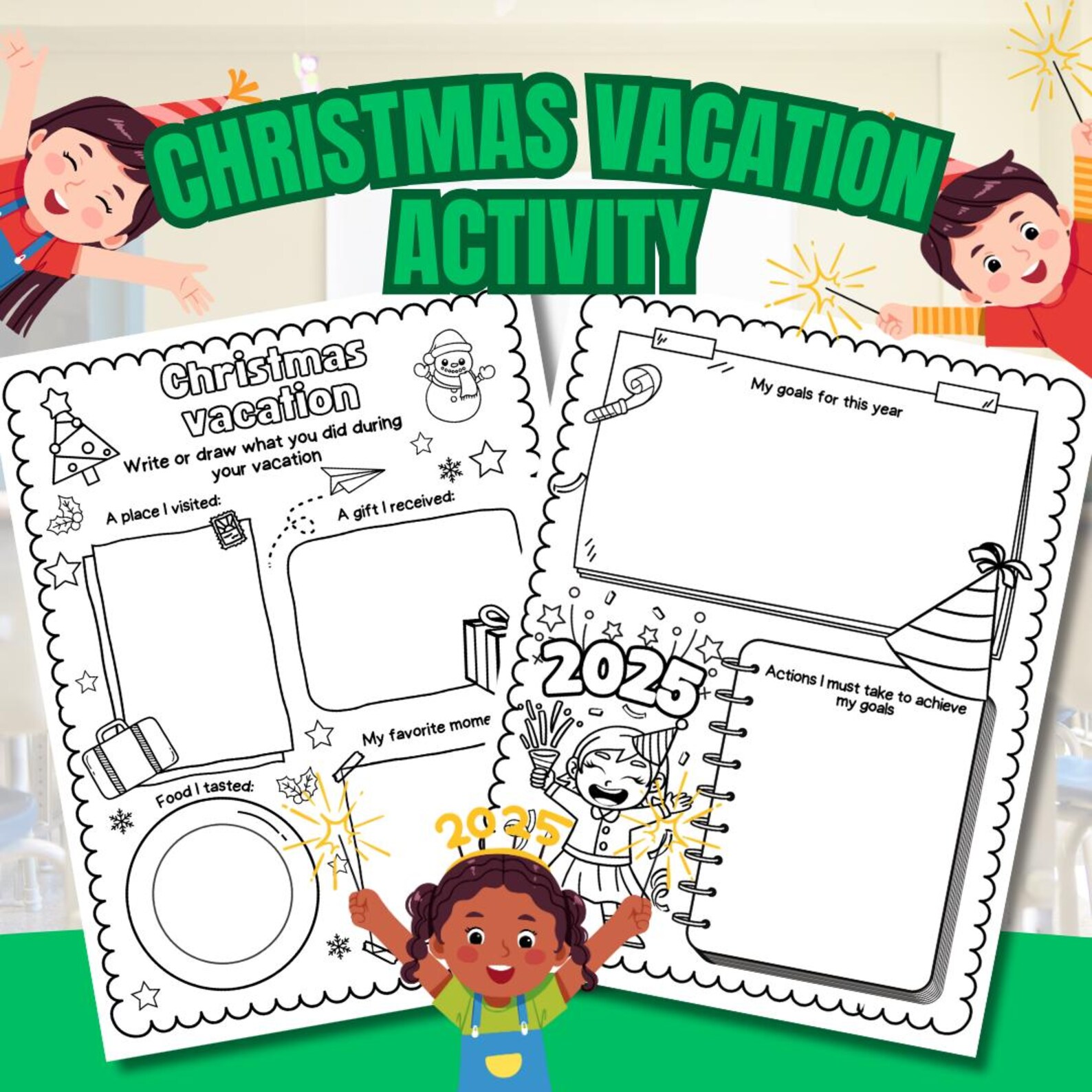 Christmas Vacation Activity, Worksheet After Christmas, Back to School ...