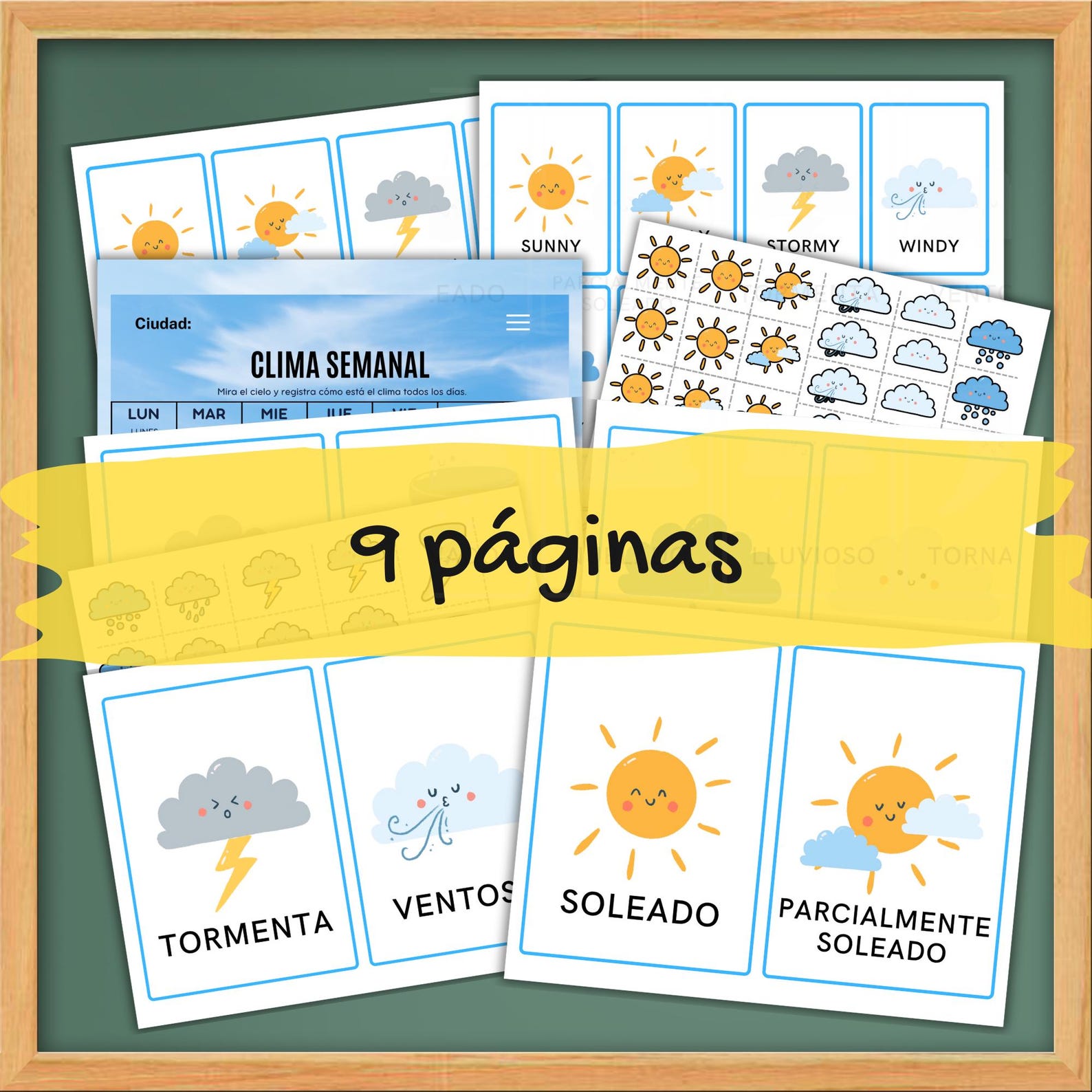 Spanish Weather Flashcards| Tarjetas Del Clima| Learning Weather ...