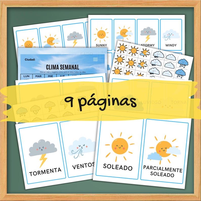 Spanish Weather Flashcards| Tarjetas Del Clima| Learning Weather ...