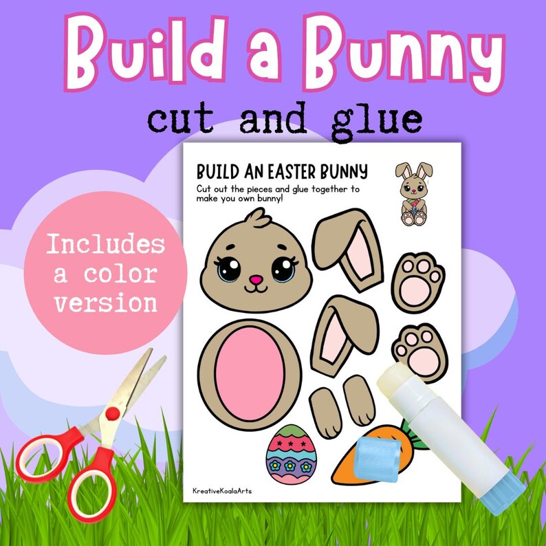 Make Your Own Easter Bunny Printable, Fun Easter Bunny Color, Cut and ...
