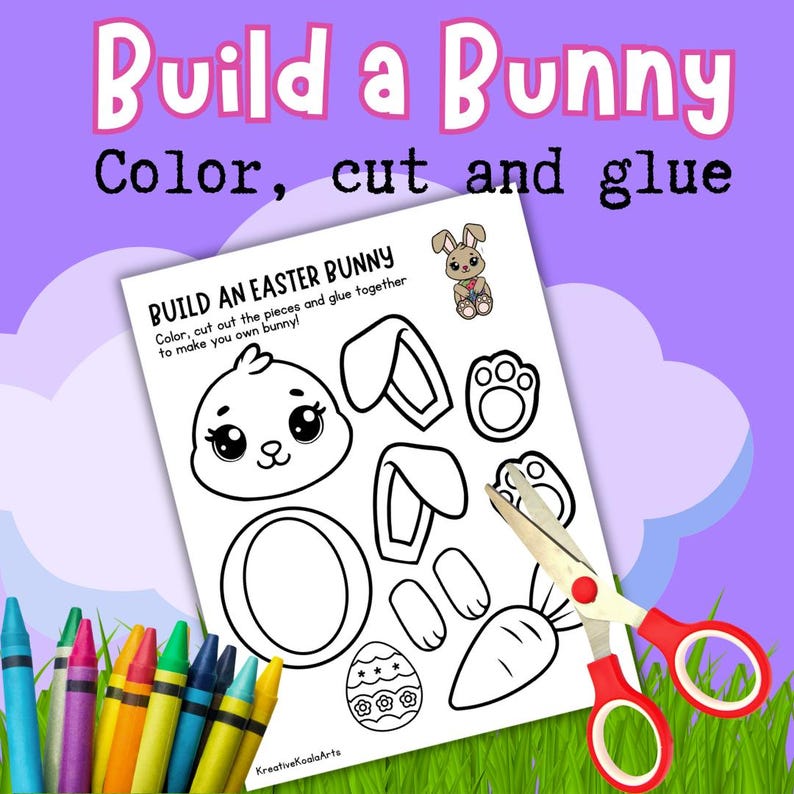 Make Your Own Easter Bunny Printable, Fun Easter Bunny Color, Cut and ...