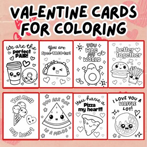 Printable Valentine's Day Coloring Cards - Cute Food Designs for Kids ...