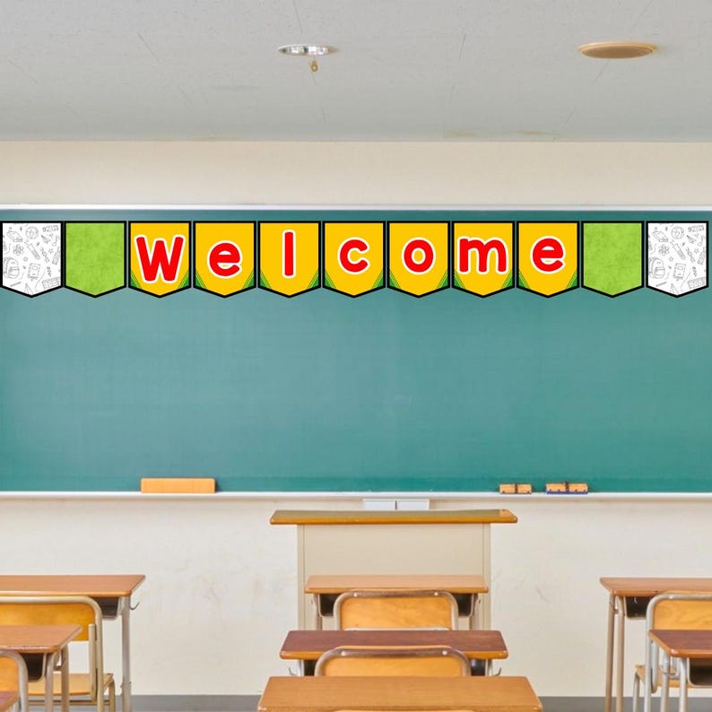 Back to School Bunting Letters – Printable Banner Kit | Crayon & Pencil ...