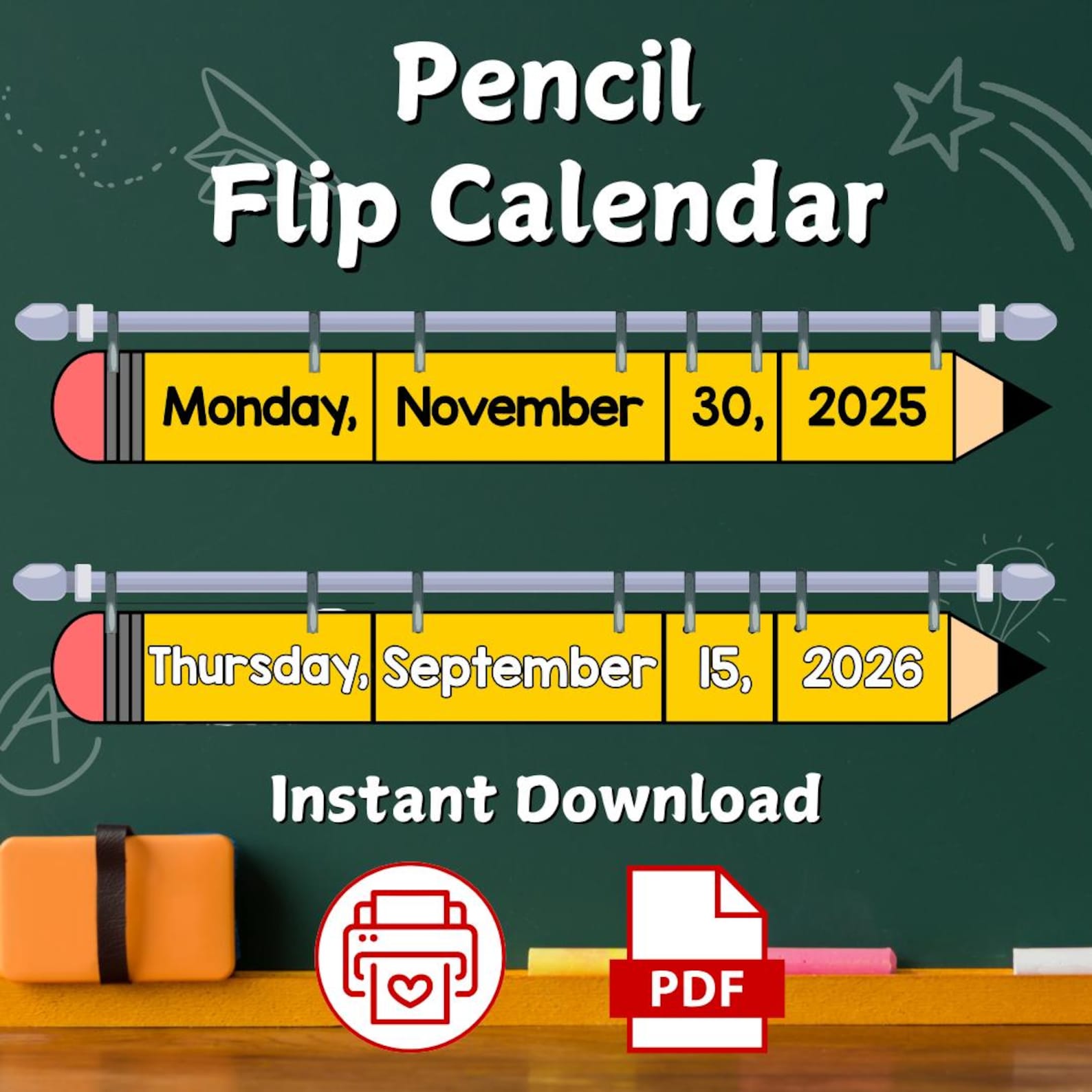 Flip the Pencil – Pencil Flip Calendar Printable | Classroom Decor ...