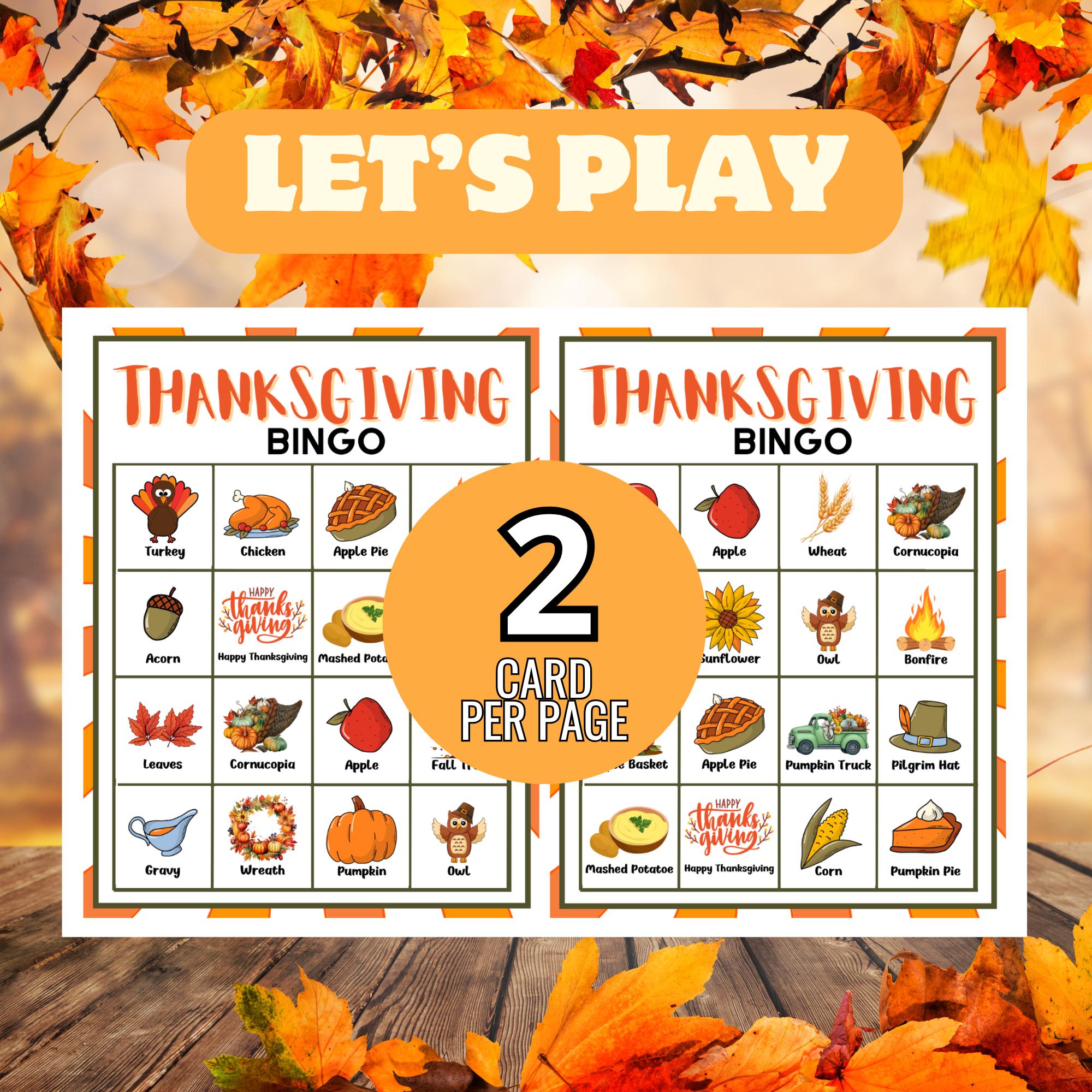 Fall Thanksgiving Bingo, 25 Bingo Cards Printable Game, Thanksgiving ...