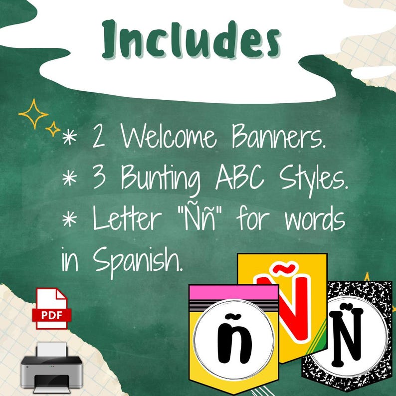 Back to School Bunting Letters – Printable Banner Kit | Crayon & Pencil ...