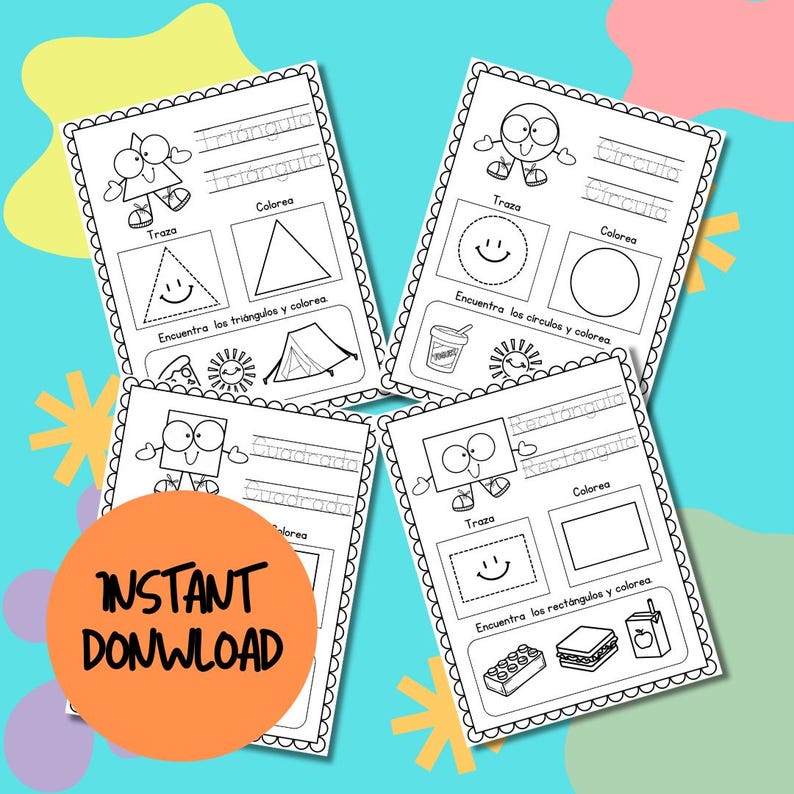 Aprendiendo Figuras Geométricas-hojas De Trabajo Para Imprimir, SPANISH ...