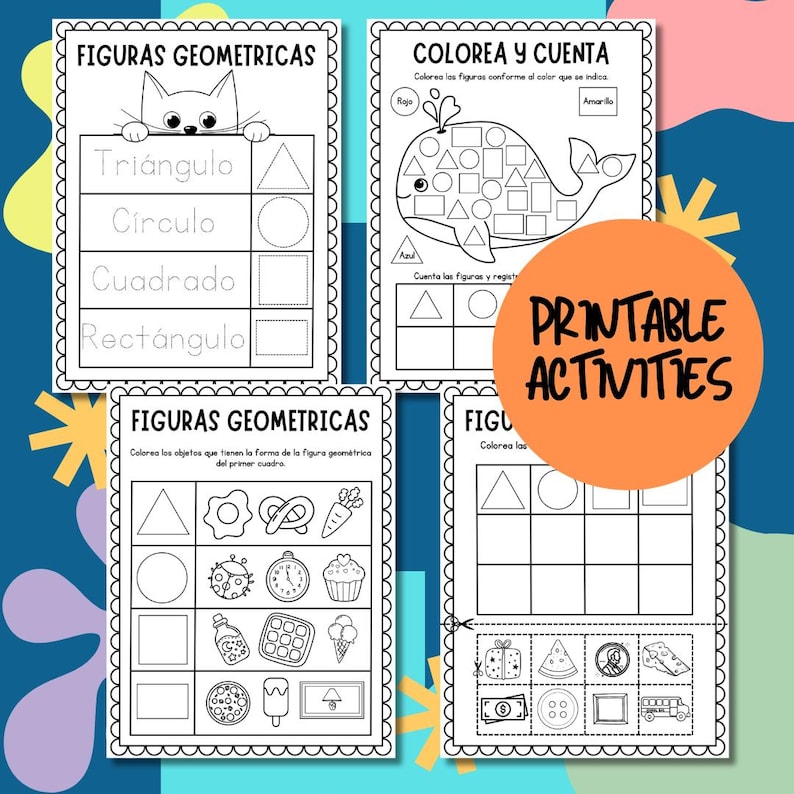 Aprendiendo Figuras Geométricas-hojas De Trabajo Para Imprimir, SPANISH ...