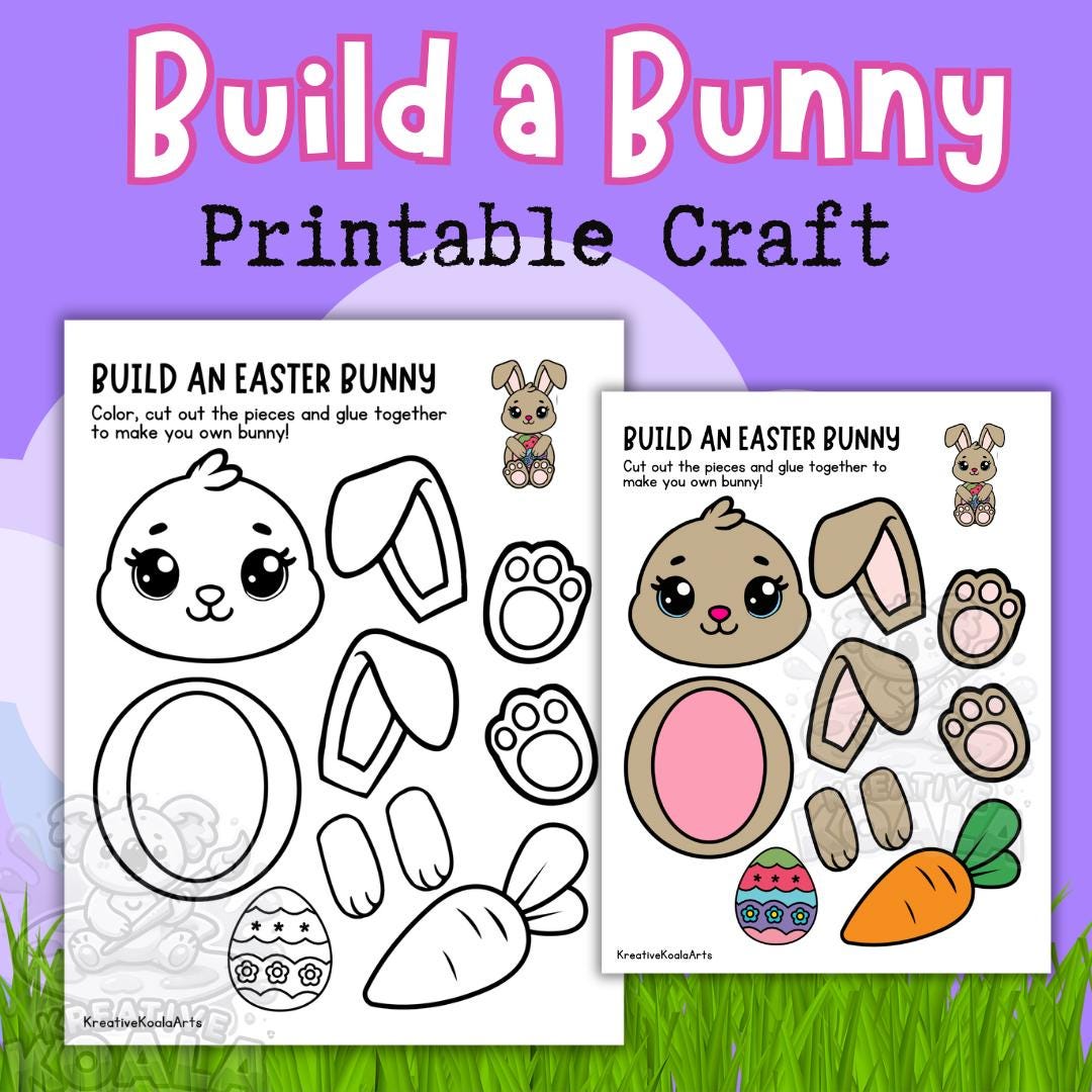 Make Your Own Easter Bunny Printable, Fun Easter Bunny Color, Cut and ...