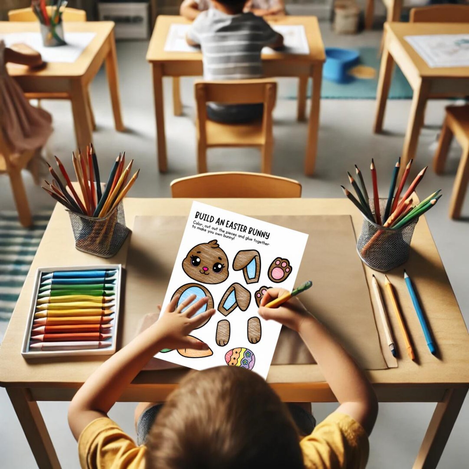 Make Your Own Easter Bunny Printable, Fun Easter Bunny Color, Cut and ...