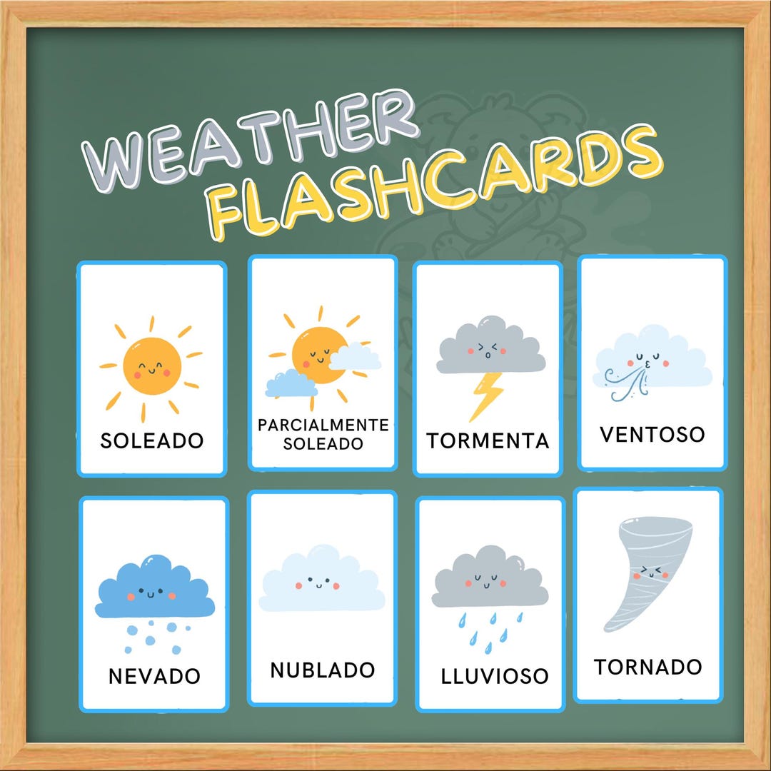 Spanish Weather Flashcards| Tarjetas Del Clima| Learning Weather ...