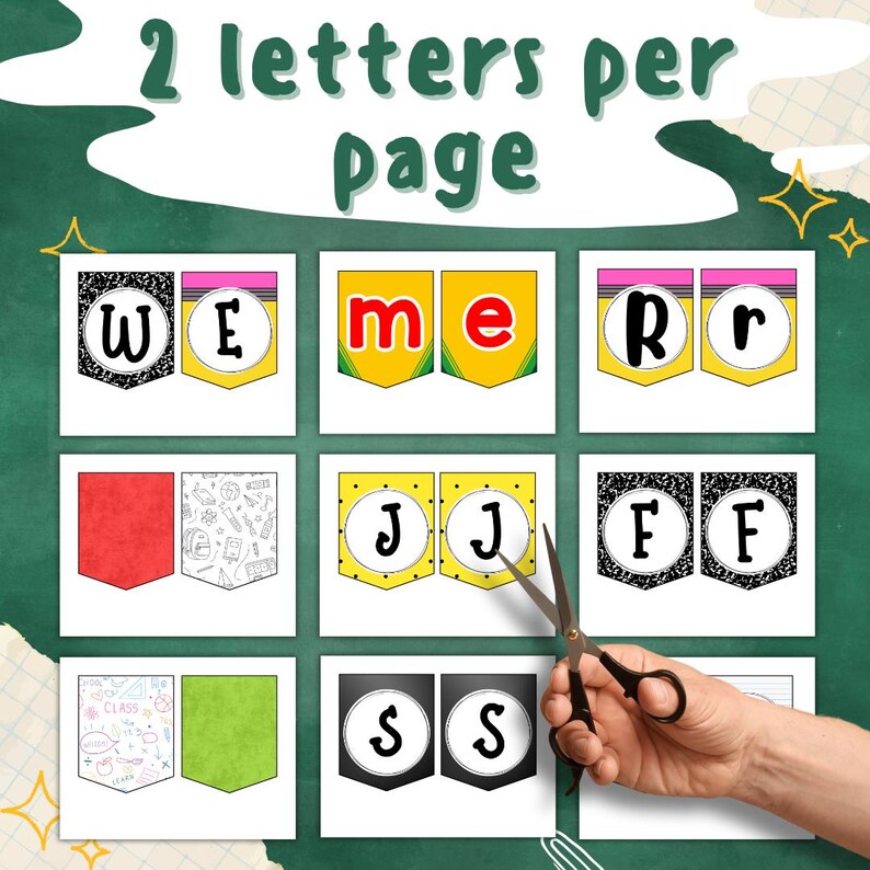 Back to School Bunting Letters – Printable Banner Kit | Crayon & Pencil ...