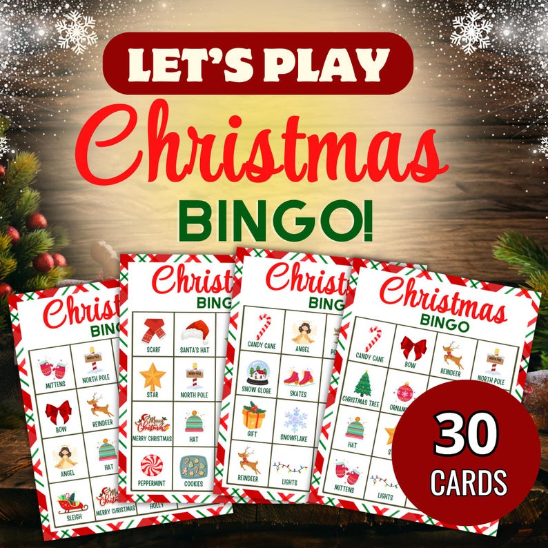 Festive Fun: Printable Christmas Bingo, Holiday Bingo, Printable Bingo ...