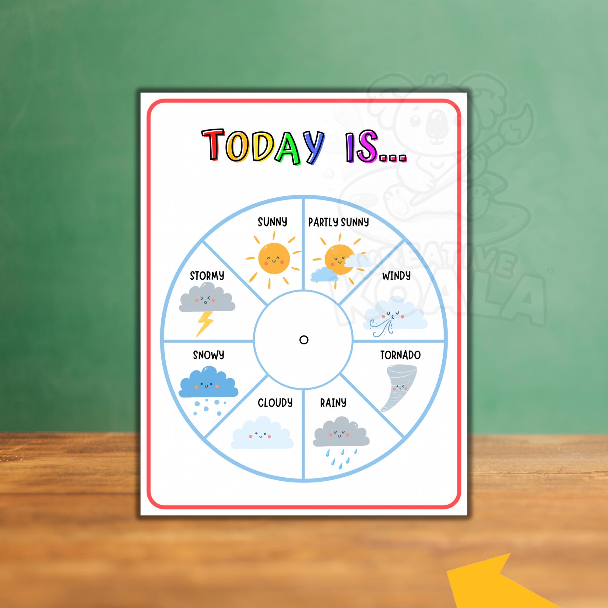 Todays Weather Is... Weather Wheel Printable | Weather Learning Poster ...