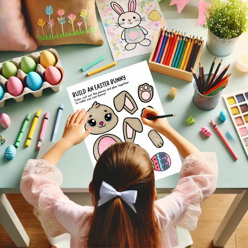 Make Your Own Easter Bunny Printable, Fun Easter Bunny Color, Cut and ...