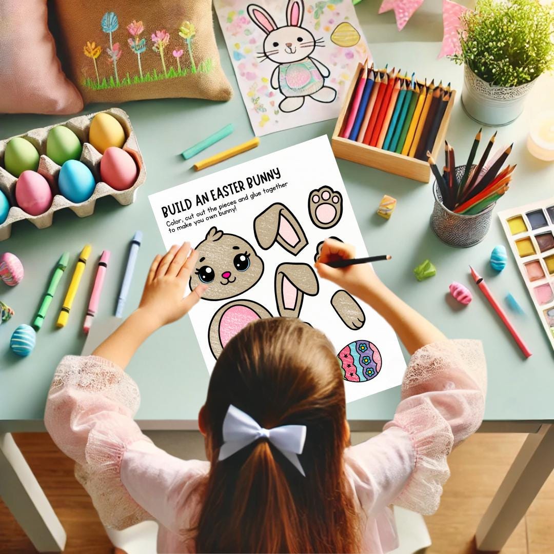 Make Your Own Easter Bunny Printable, Fun Easter Bunny Color, Cut and ...