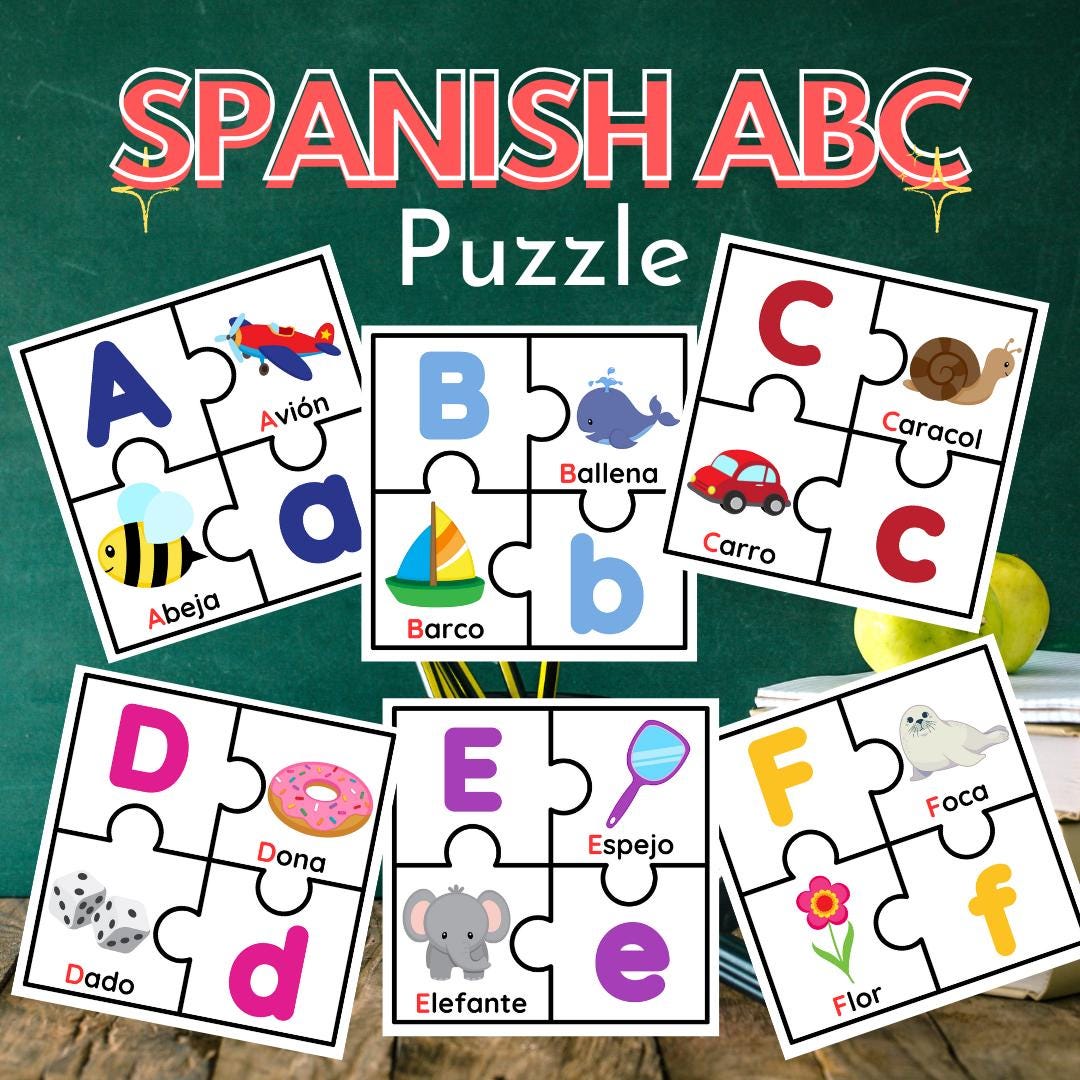SPANISH ABC Puzzle Pack: Fun Letter Learning Printables, Rompecabezas ...
