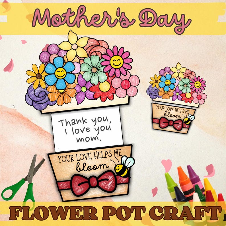 Printable Flower Pot Craft Kit for Mom – Printable Card and Writing ...