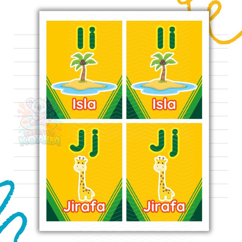 Flashcards Coloridas Del Abecedario + Juego De Memoria | Imprimible ...