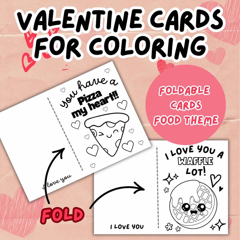 Printable Valentine's Day Coloring Cards - Cute Food Designs for Kids ...