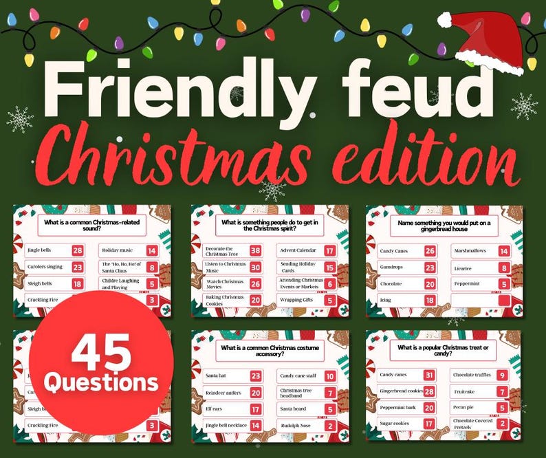 Christmas Friendly Feud Printable Game, Party Christmas Games, Family ...