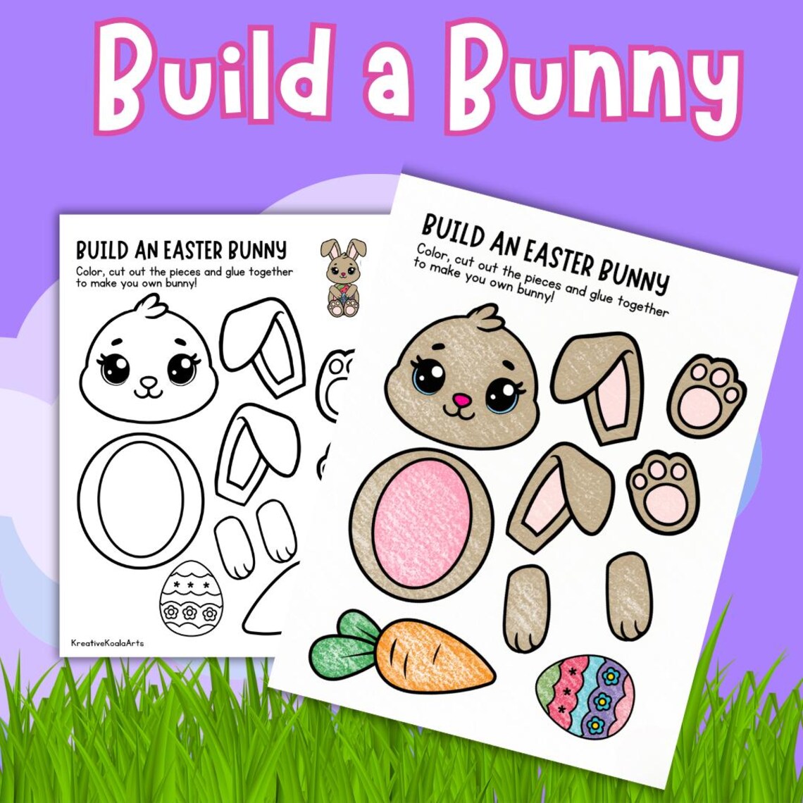 Make Your Own Easter Bunny Printable, Fun Easter Bunny Color, Cut and ...