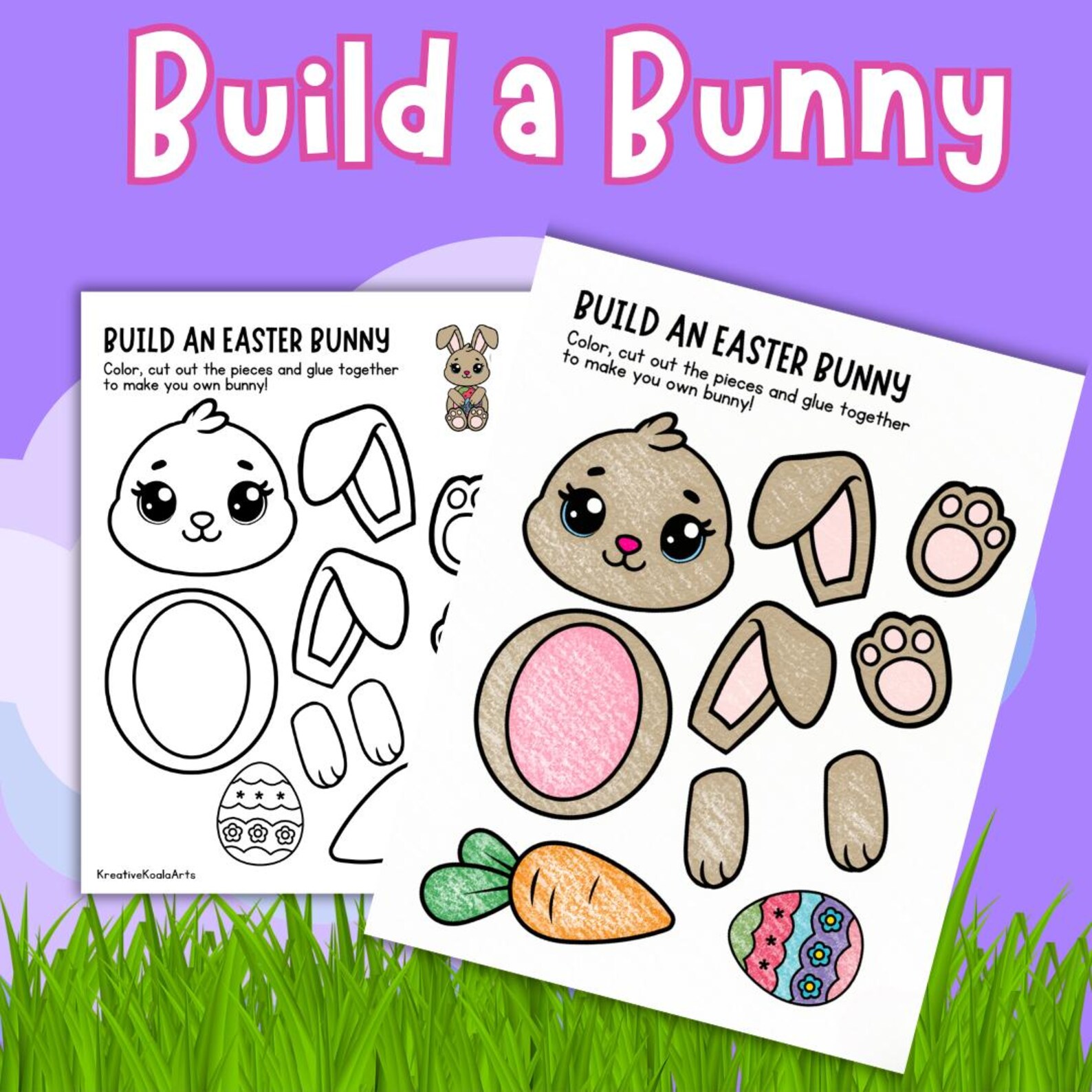 Make Your Own Easter Bunny Printable, Fun Easter Bunny Color, Cut and ...