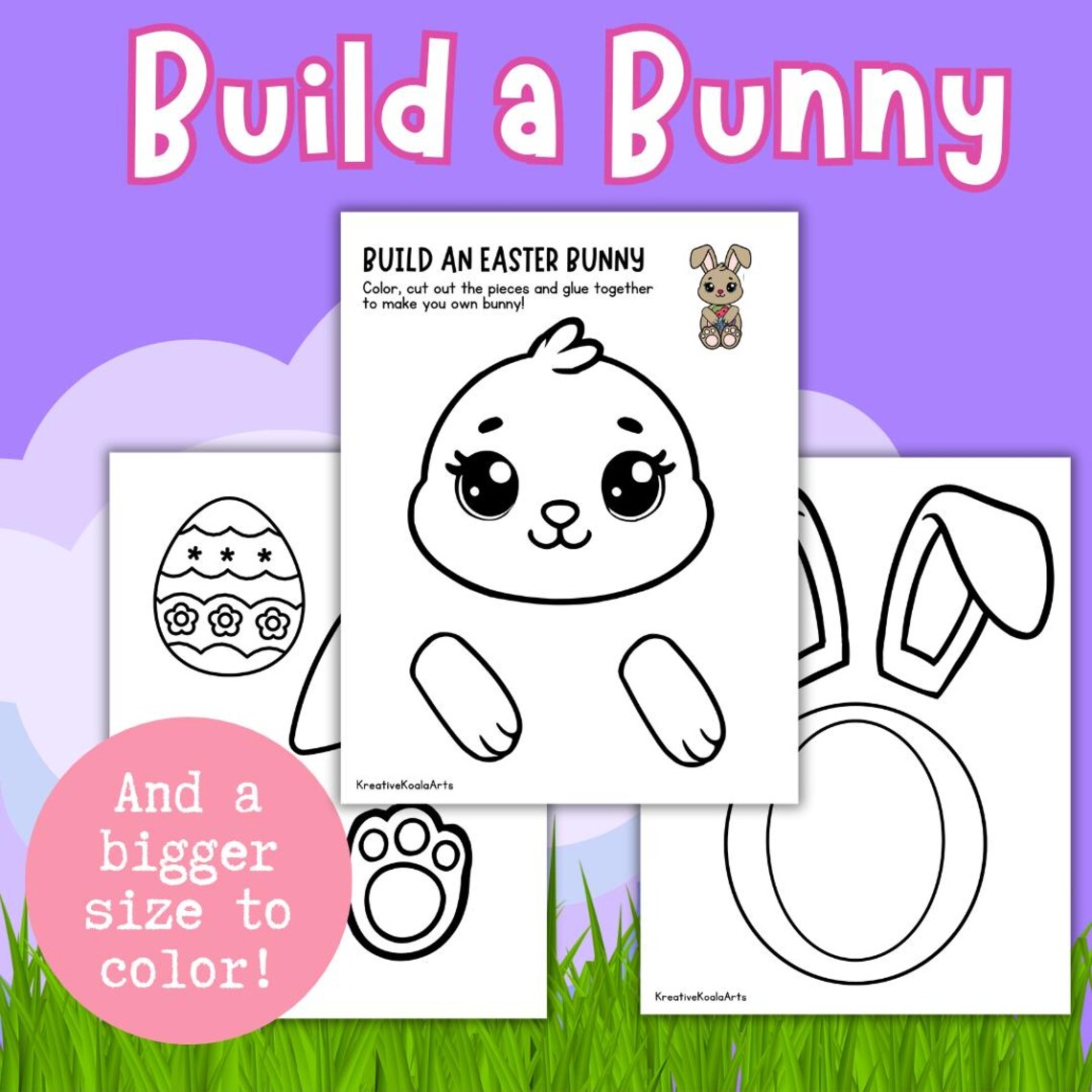 Make Your Own Easter Bunny Printable, Fun Easter Bunny Color, Cut and ...