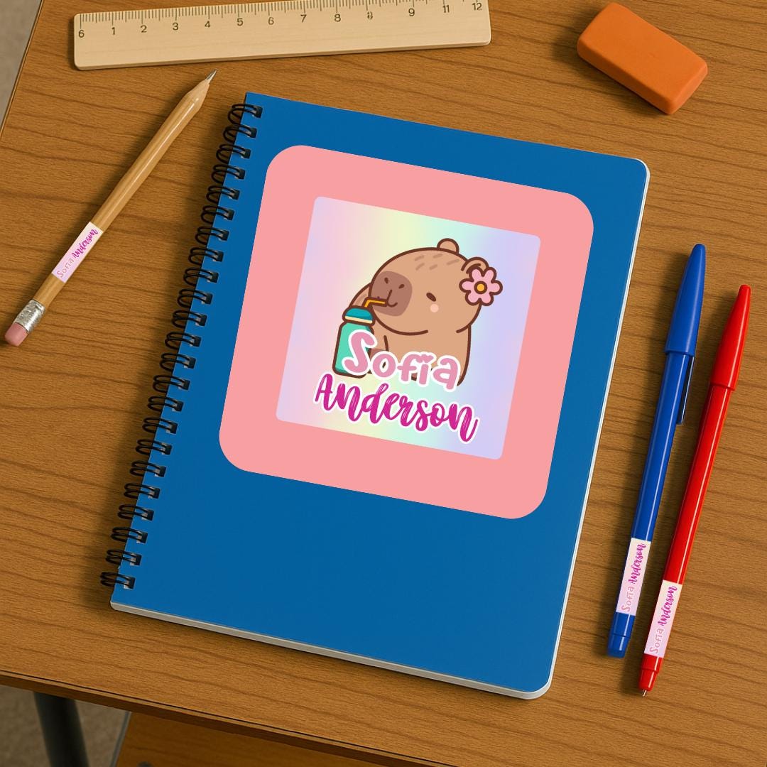 Capybara School Name Tags- Printable and Editable Canva Template, Back ...