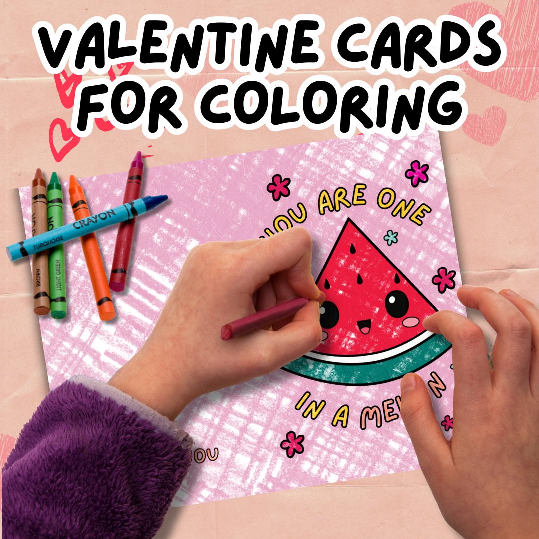 Printable Valentine's Day Coloring Cards - Cute Food Designs for Kids ...