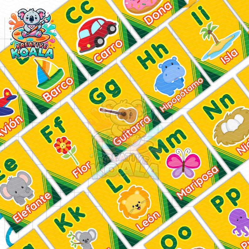 Flashcards Coloridas Del Abecedario + Juego De Memoria | Imprimible ...