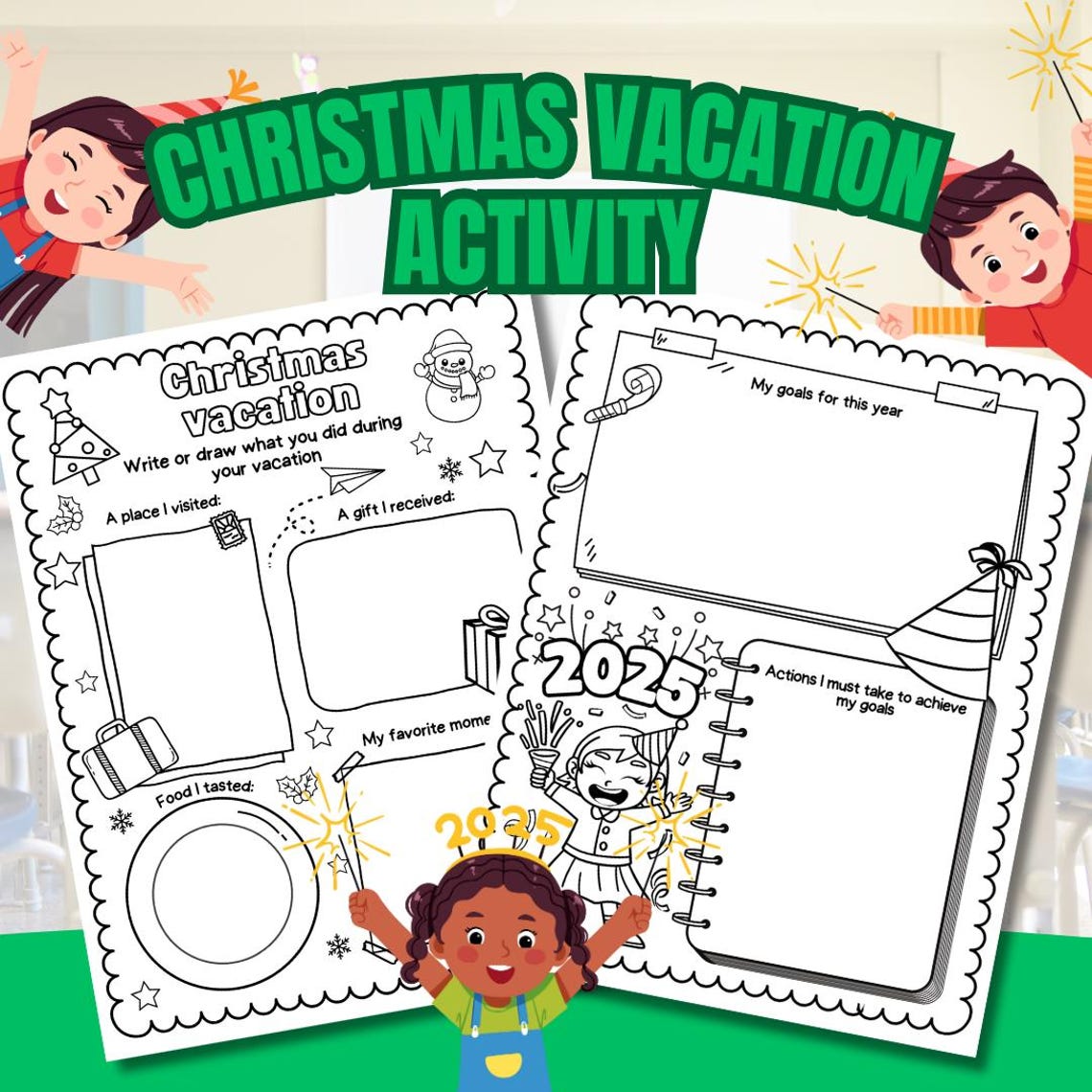Christmas Vacation Activity, Worksheet After Christmas, Back to School ...
