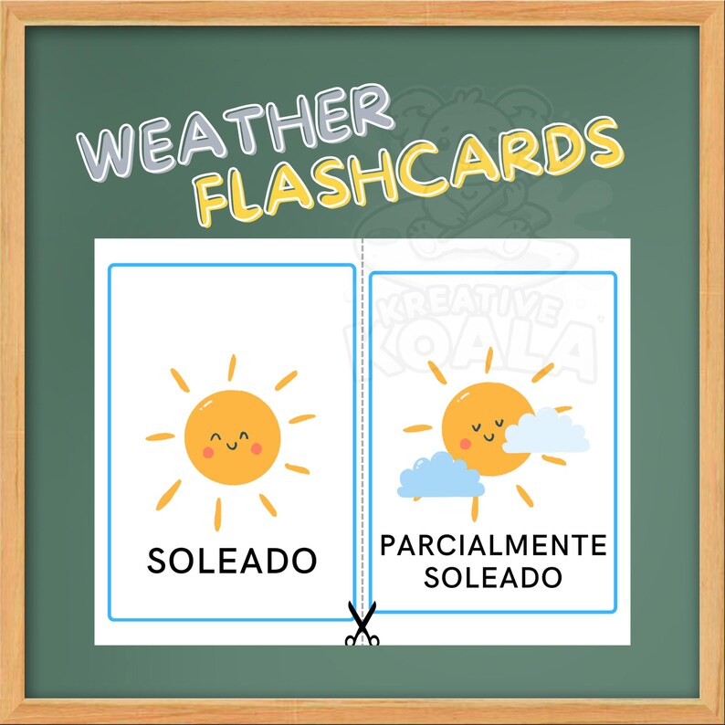 Spanish Weather Flashcards| Tarjetas Del Clima| Learning Weather ...