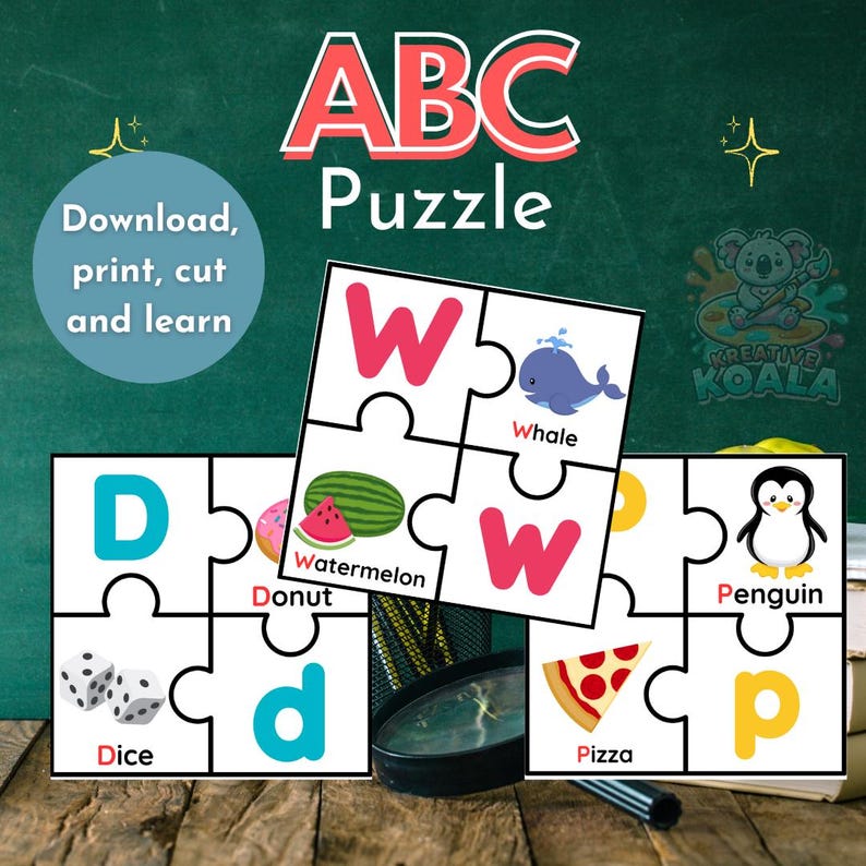 ABC Puzzle Pack: Fun Letter Learning Printables, Alphabet Puzzle, Learn ...