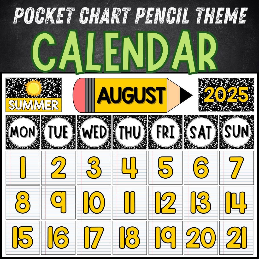 Back to School Pencil-themed Calendar Set, First Day Ready – Classroom ...