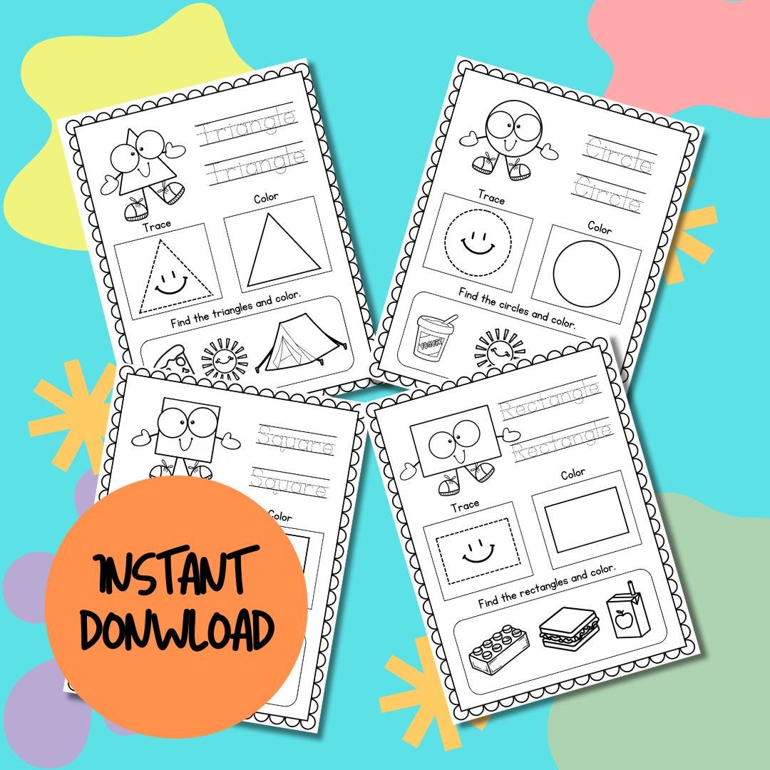 Learn & Play With Shapes – Printable PDF for Kids, Tracing, Coloring ...
