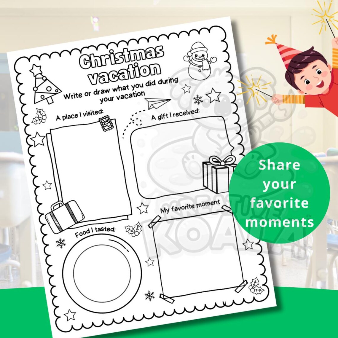 Christmas Vacation Activity, Worksheet After Christmas, Back to School ...