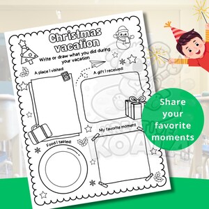 Christmas Vacation Activity, Worksheet After Christmas, Back to School ...
